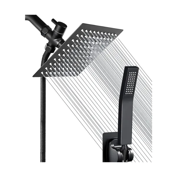 Ducha Lluvia Acero Inoxidable Negro mate Manguera Flexible - Ecotrade
